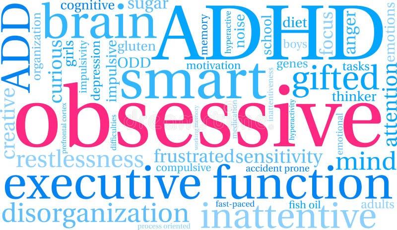 Obsessive Word Cloud stock illustration. Illustration of focusing ...