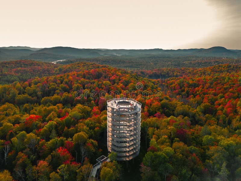 Obsevation Tower in Mountains Autumn Quebec Stock Image - Image of ...