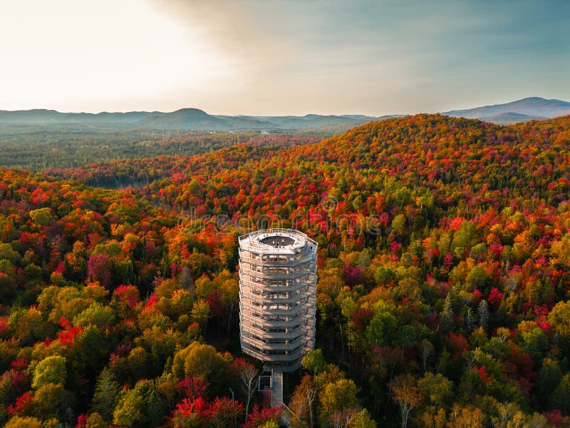 Obsevation Tower in Mountains Autumn Quebec Stock Photo - Image of ...