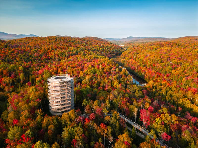 Obsevation Tower in Mountains Autumn Quebec Stock Image - Image of ...
