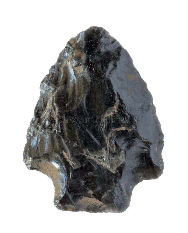 Obsidian Arrowhead on White Background Stock Image - Image of black ...