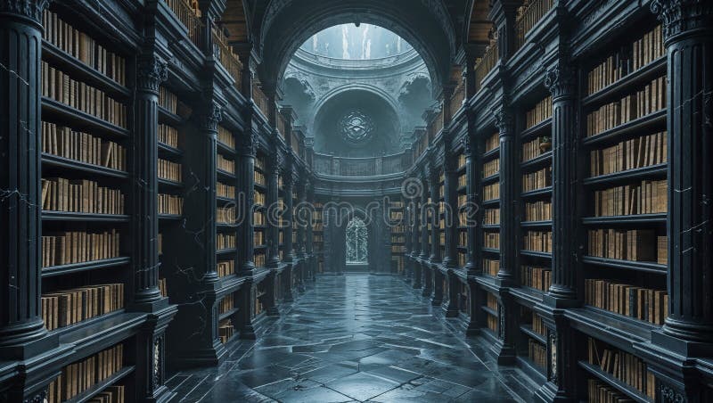Obsidian Library in Hell Where Forgotten Lies are Archiv Stock ...