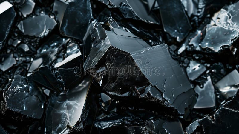 Obsidian Mystery: a Close-up of Obsidian, Capturing Its Deep Black ...