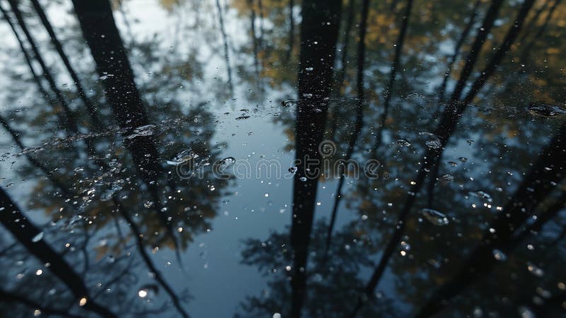 Obsidian Reflection, Distorted Forest in Polished High Quality Image ...
