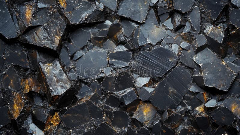 Obsidian Texture with Sharp Fractured Surface Top View Close Up Dark ...