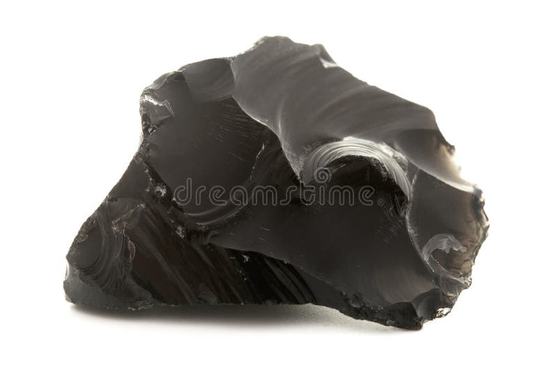 Obsidien, Verre Volcanique, Fond Noir, Roche Naturelle Image stock ...