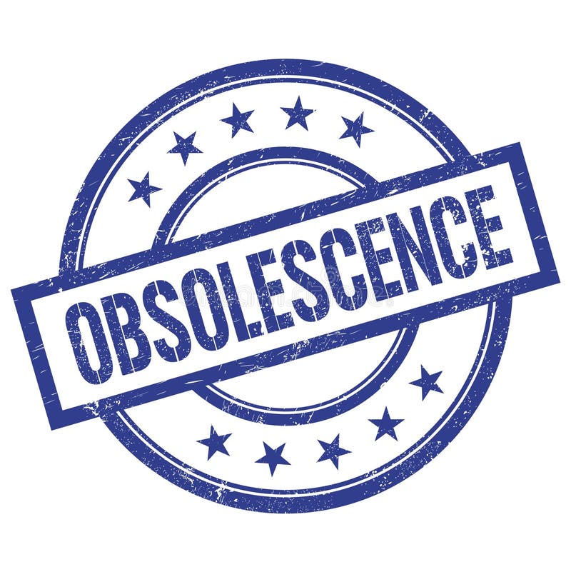 OBSOLESCENCE Text Written on Blue Vintage Round Stamp Stock ...