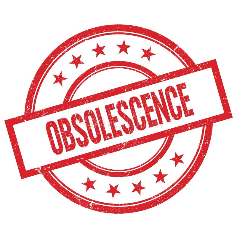 OBSOLESCENCE Text Written on Purple Indigo Grungy Round Stamp Stock ...