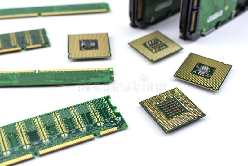 Outdated Computer Parts on a White Background. Stock Photo - Image of ...