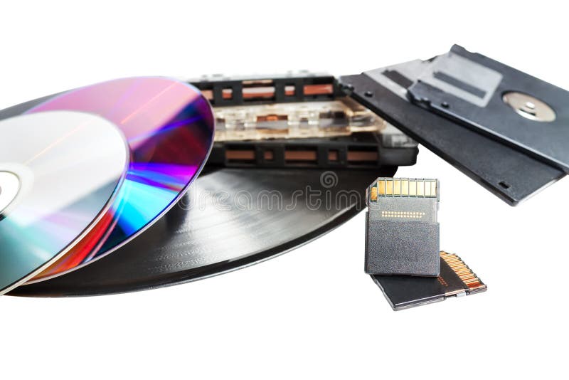 Obsolete and Modern Storage Devices Stock Photo - Image of disc ...