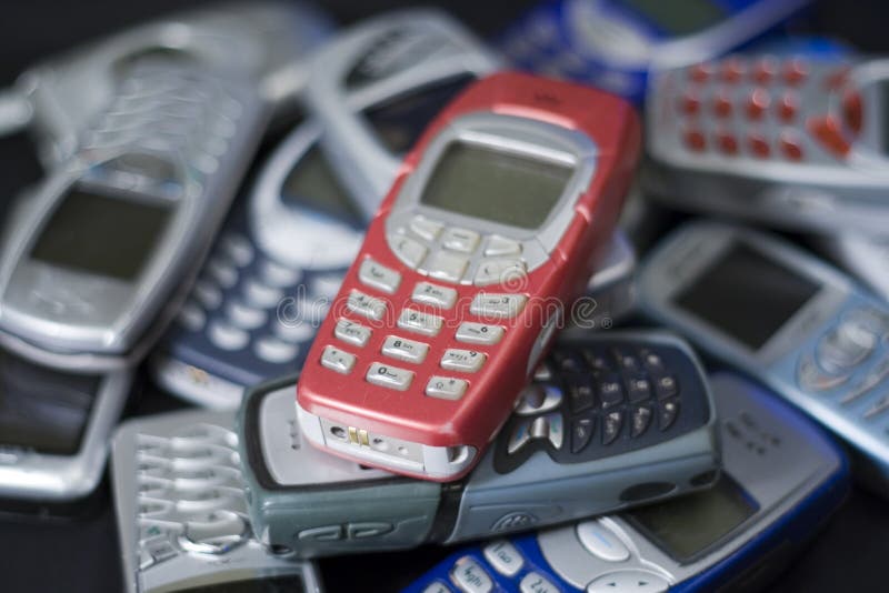 Obsolete Red Cell Phone In Pile. Stock Photo - Image of gadget ...