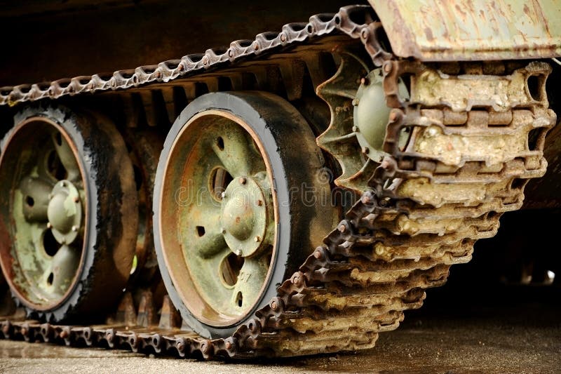 Tank Tracks and Drive Sprocket Wheel Stock Photo - Image of mechanical ...