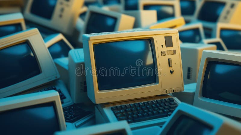 Obsolete Technology, Vintage Desktop Personal Computers with Keyboard ...