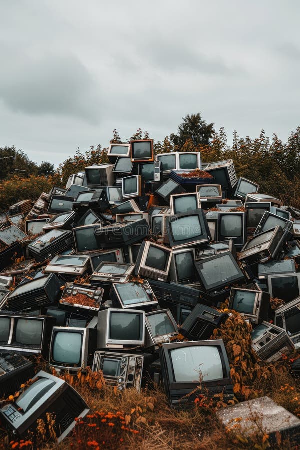 Obsolete Television Recycling E Waste Management Concept with Old ...