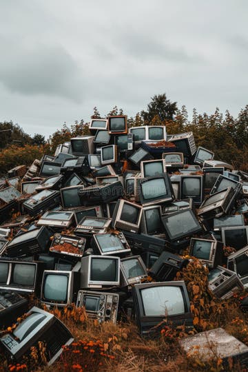 Obsolete Television Recycling E Waste Management Concept with Old ...