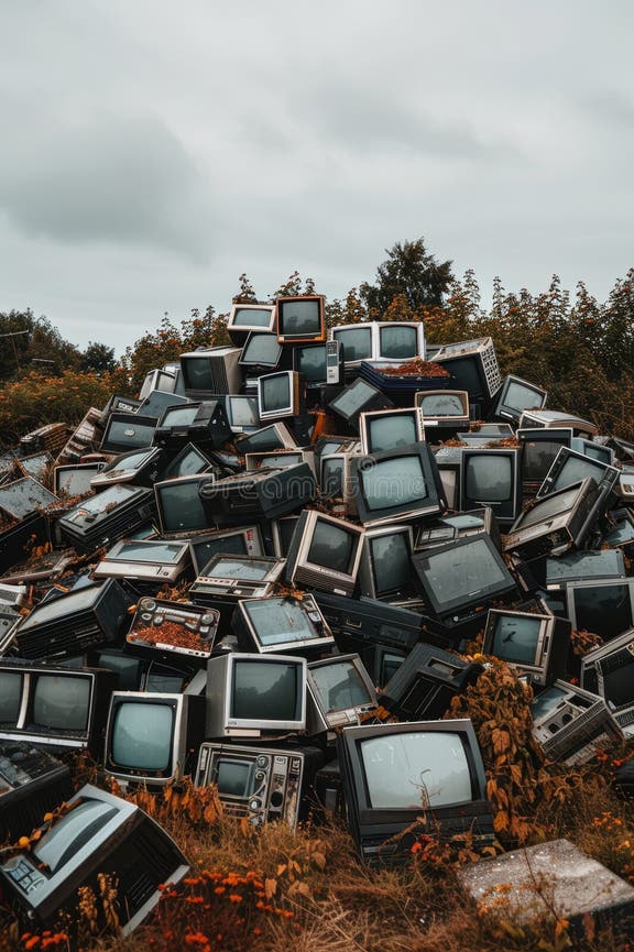 Obsolete Television Recycling E Waste Management Concept with Old ...