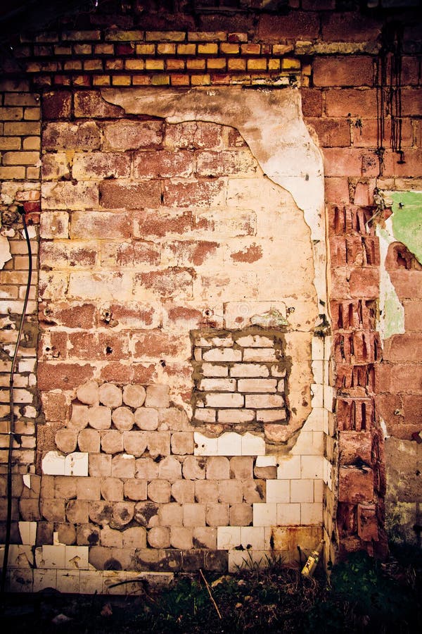 Obsolete Wall of Different Material Stock Image - Image of construction ...