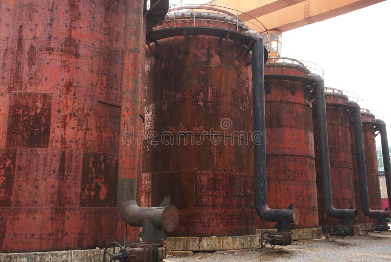 Obsoleted factory stock image. Image of industrial, container - 13732627