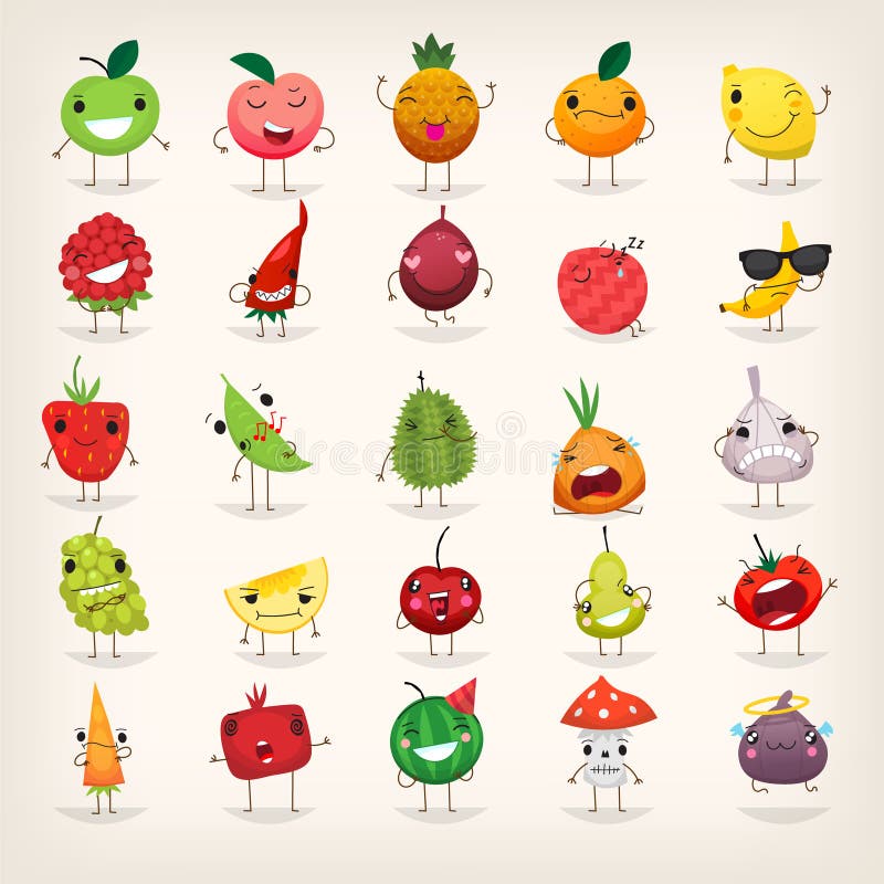 Obst und Gemüse emoji vektor abbildung. Illustration von knoblauch ...