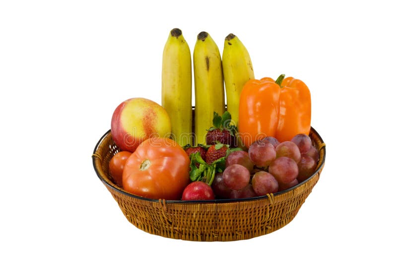 Obst und Gemüse im Korb stockbild. Bild von gesund, hintergrund - 44156483