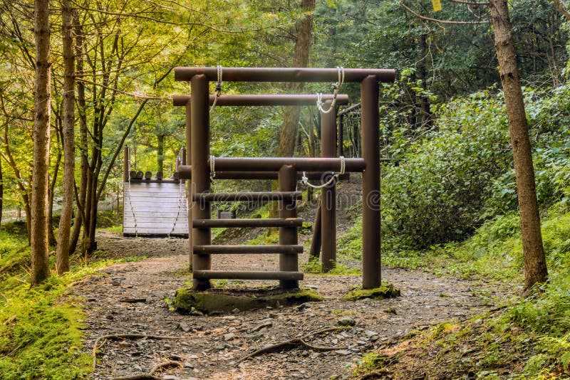 Obstacle Course Training Apparatus on Hiking Trail Stock Image - Image ...