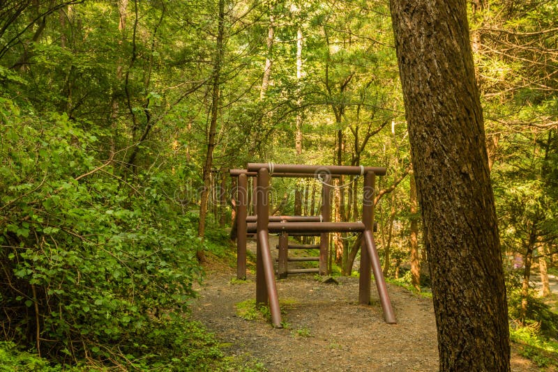 Obstacle Course Training Apparatus on Hiking Trail Stock Image - Image ...