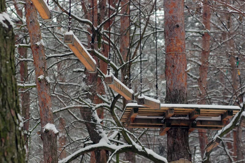 Obstacle course in winter stock image. Image of strength - 49634891