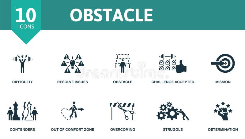 Obstacle Set. Creative Icons. Monochrome Design. Stock Illustration ...