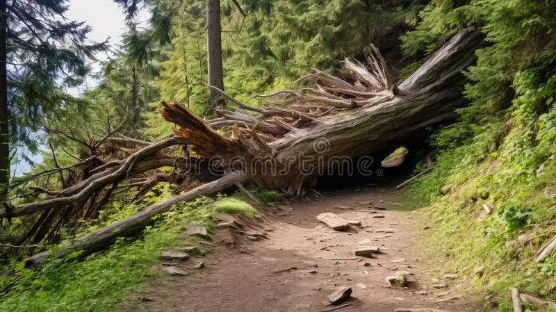 Obstacle tree down stock image. Image of fallen, timber - 336032853