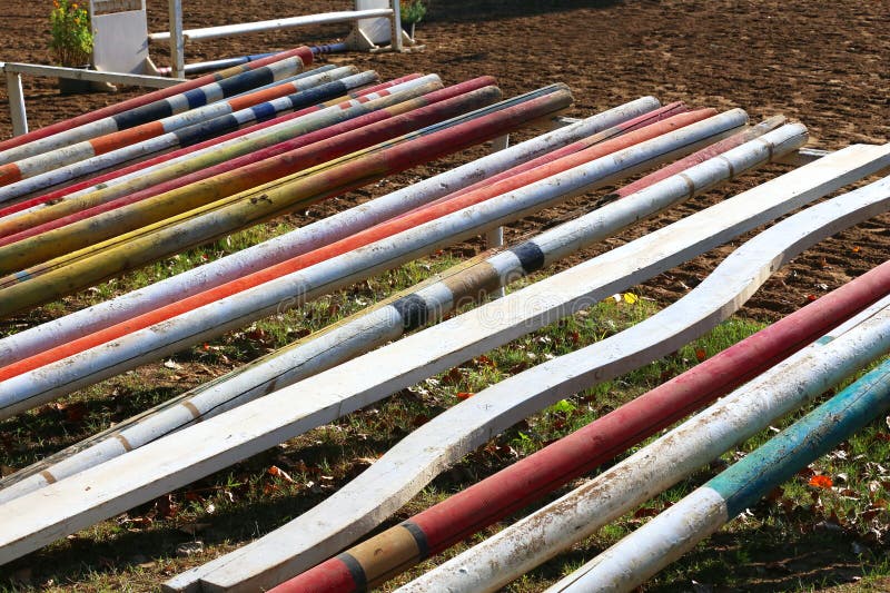 Obstacles Barriers in Row at an Equestrian Centre Stock Photo - Image ...