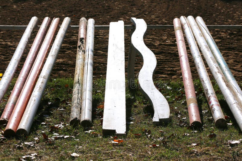 Obstacles Barriers in Row at an Equestrian Centre Stock Photo - Image ...