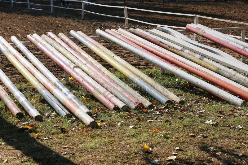 Obstacles Barriers in Row at an Equestrian Centre Stock Photo - Image ...