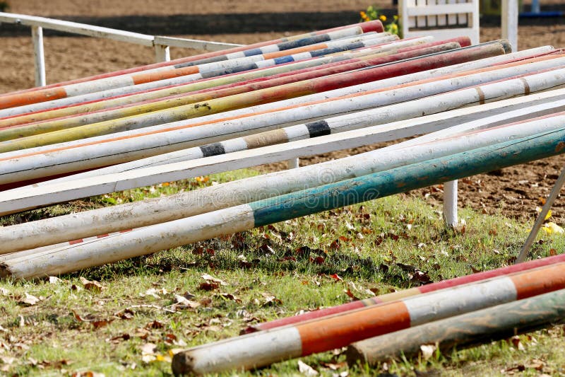 Obstacles Barriers in Row at an Equestrian Centre Stock Image - Image ...