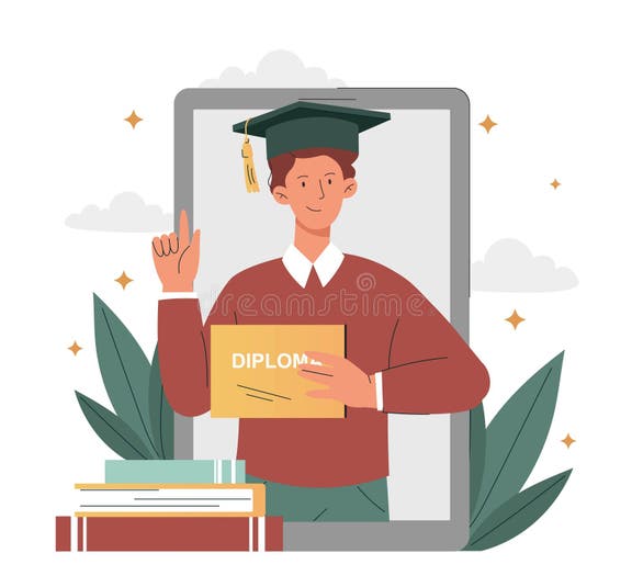 Obtaining diploma concept stock vector. Illustration of person - 270595971