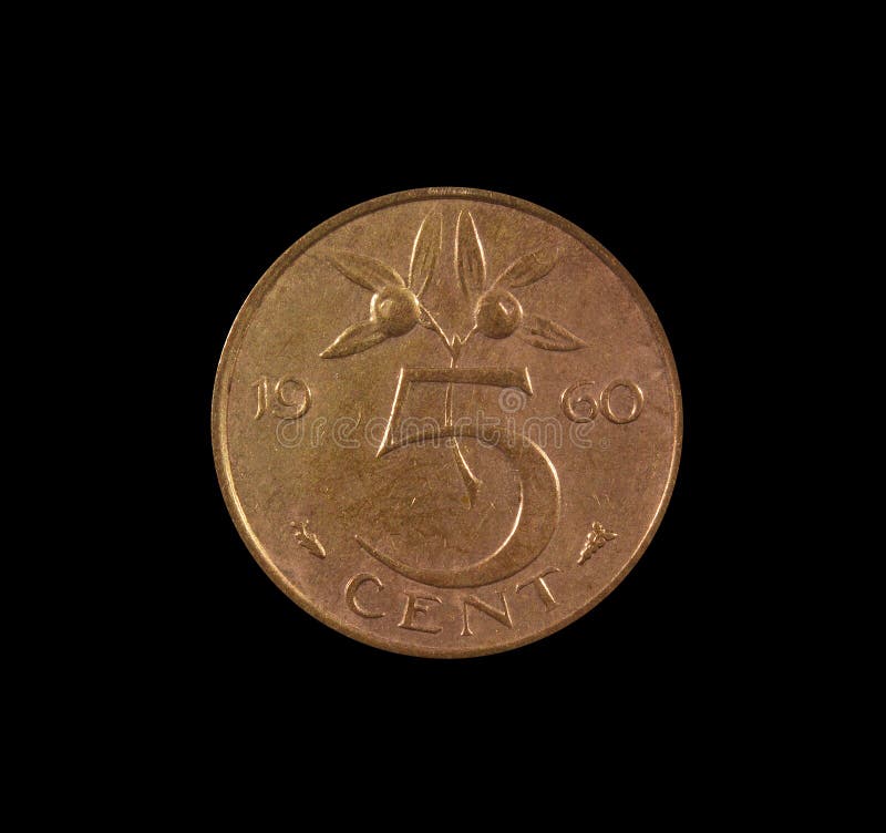 Obverse of Five Cent Coin Made by Netherlands Stock Image - Image of ...