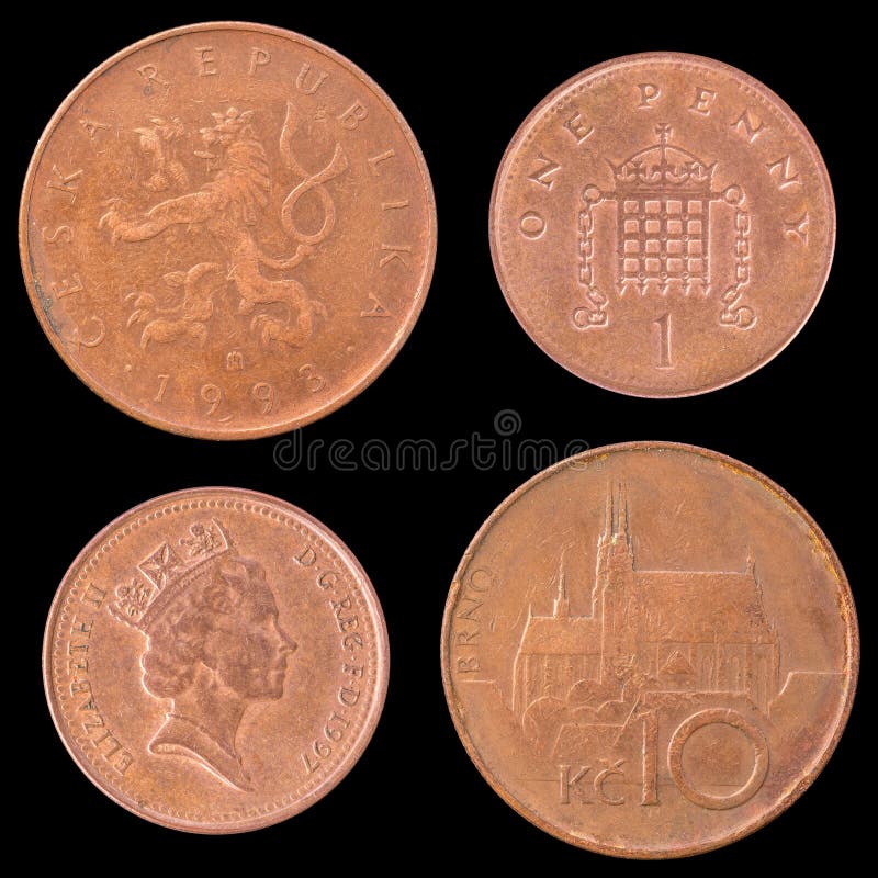 Obverse and Reverse Coin of Great Britain, Czech Stock Photo - Image of ...