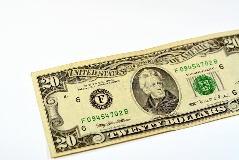 Obverse Side Of 20 Twenty Dollars Bill Banknote Money Series 1995 With