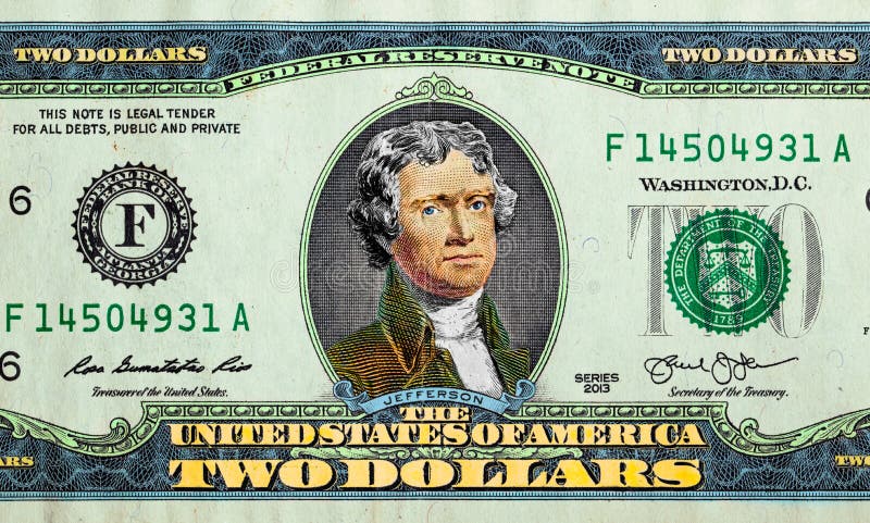 Obverse of 2 US Dollar Banknote Stock Photo - Image of american, bill ...