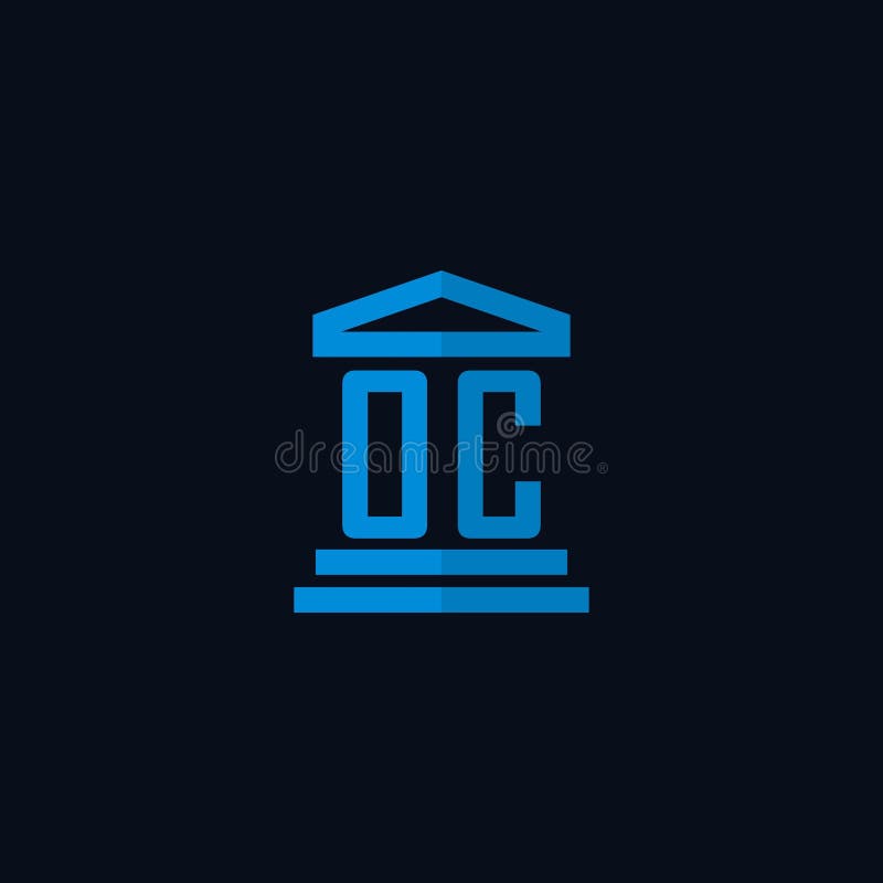 OC Initial Logo Monogram with Simple Courthouse Building Icon Design ...