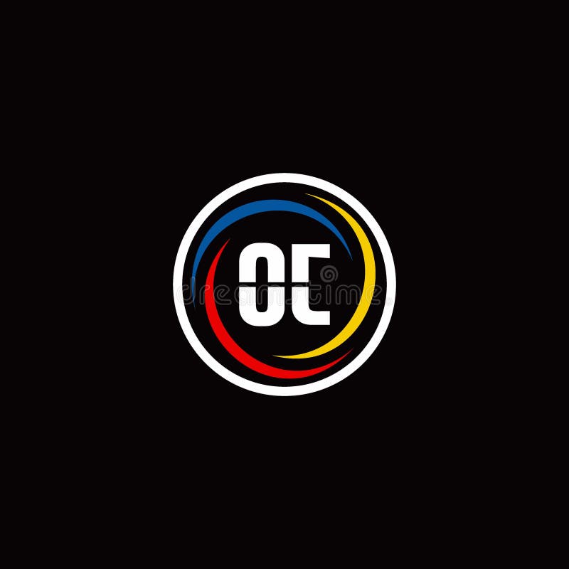 OC Monogram Logo Isolated on Circle Shape with 3 Slash Colors Rounded ...