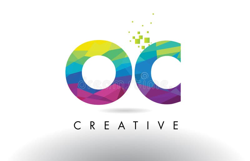 OC O C Colorful Letter Origami Triangles Design Vector. Stock Vector ...