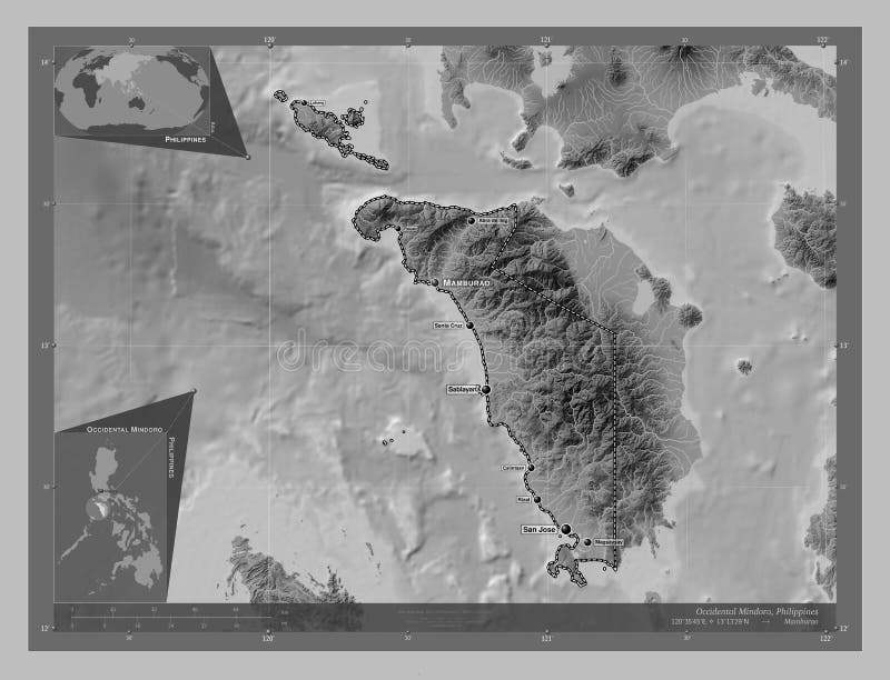 Occidental Mindoro, Philippines. Grayscale. Labelled Points of C Stock ...