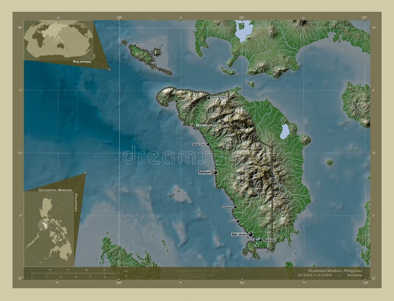 Occidental Mindoro, Philippines. Wiki. Labelled Points of Cities Stock ...