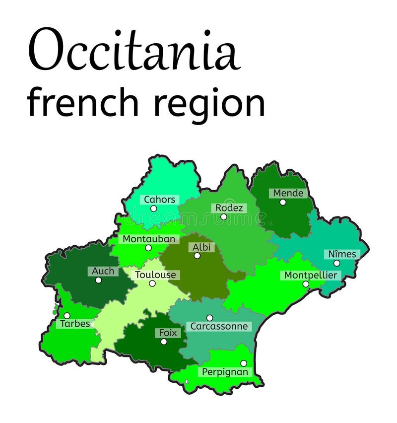 Occitania French Region Map Stock Vector - Illustration of white ...