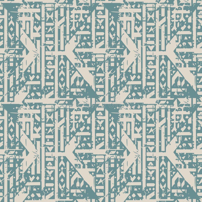 Occult Geometric Blue Witchcraft Seamless Pattern with Magic Symbols ...