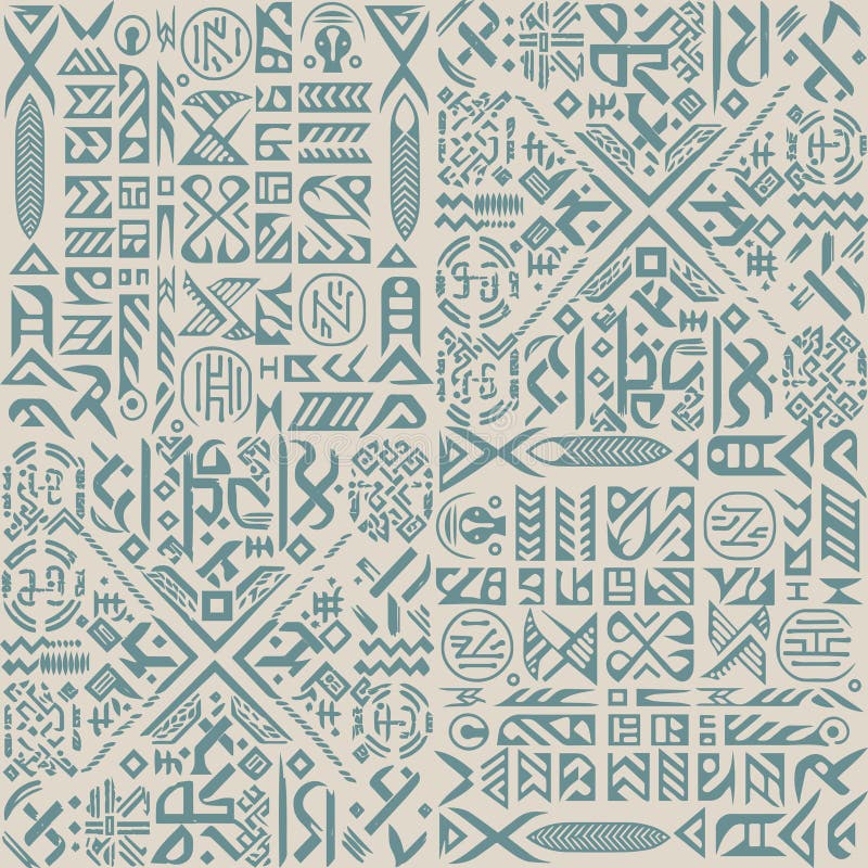 Occult Geometric Blue Witchcraft Seamless Pattern with Magic Symbols ...