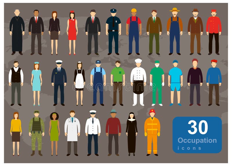 Occupation Icon Set. People of Different Occupations. Professions Set ...