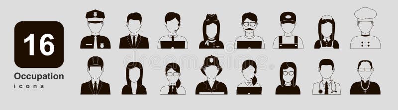 Occupation Icon Set. People of Different Occupations. Professions Set ...