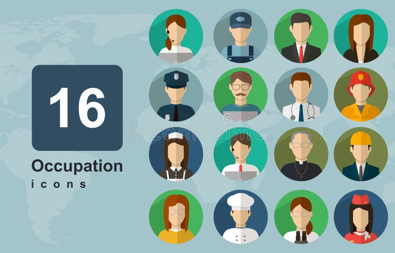 Occupation Icon Set. People of Different Occupations. Professions Set ...