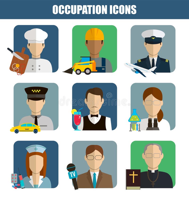Occupation Icon Set. People of Different Occupations. Professions Set ...